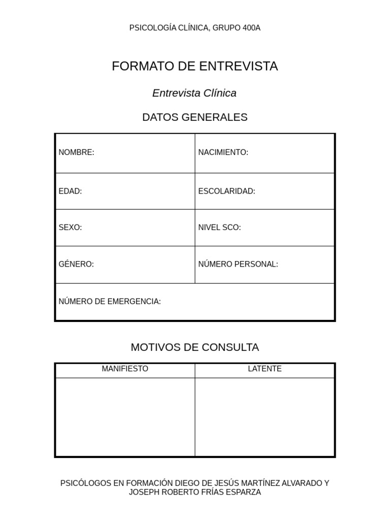Formato de Entrevista | PDF