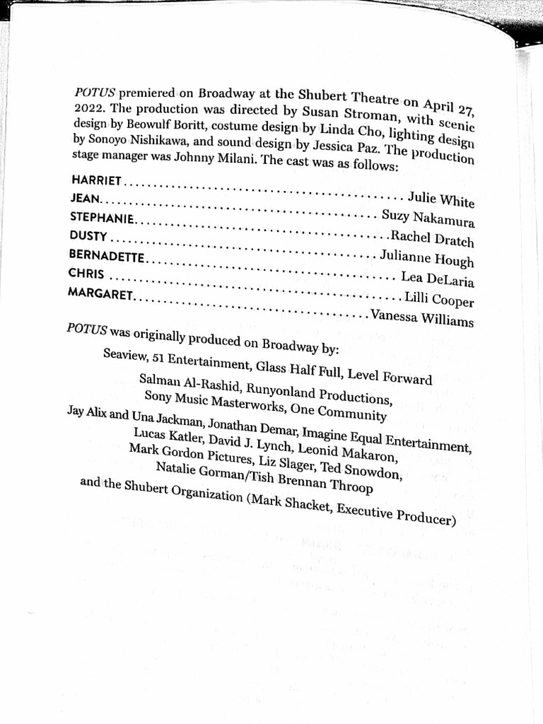 Broadway's POTUS: A Hilarious Farce | PDF