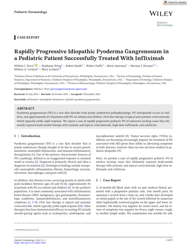 Pediatric Dermatology - 2024 - Perry - Rapidly Progressive Idiopathic ...