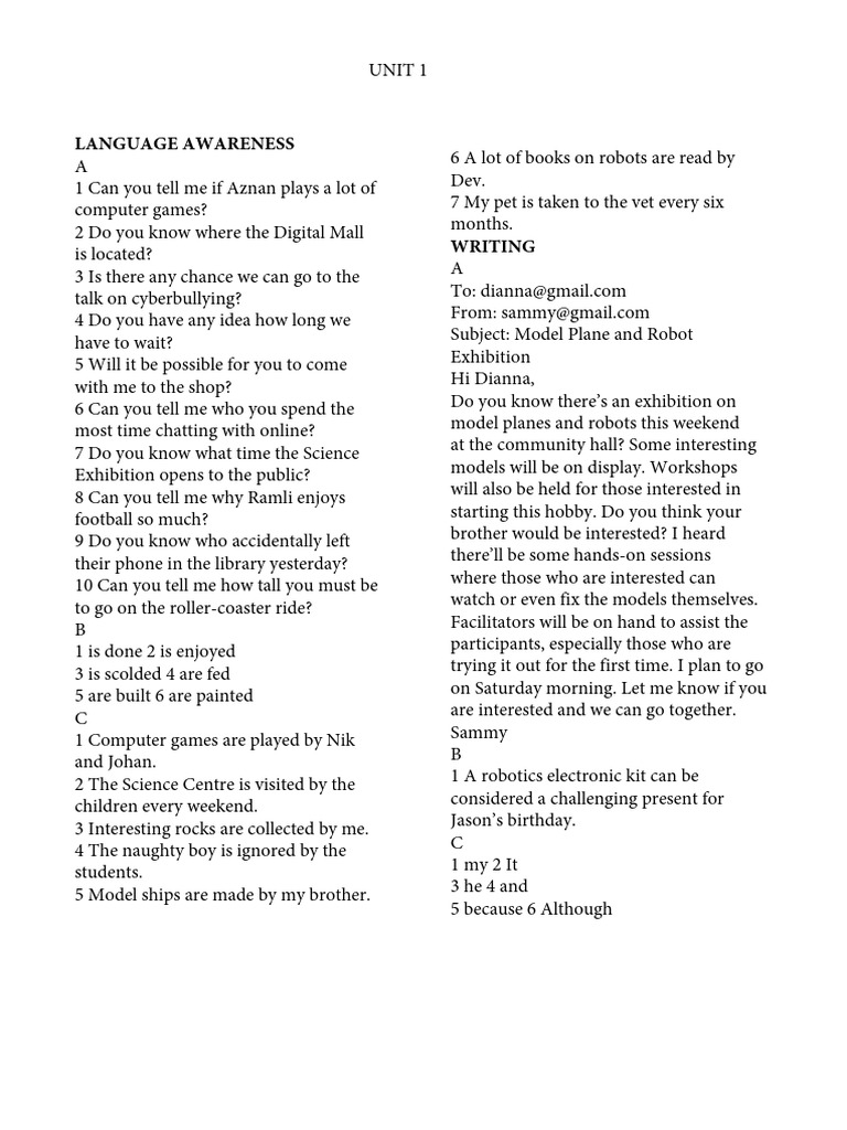 Grammar and Writing Practice-Answes | PDF