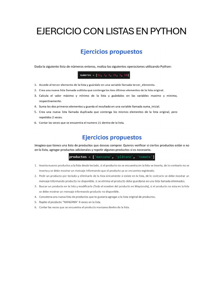 Ejercicio Con Listas en Python | PDF | Contraseña
