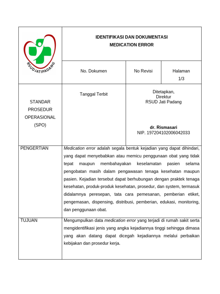 Sop Medication Eror | PDF