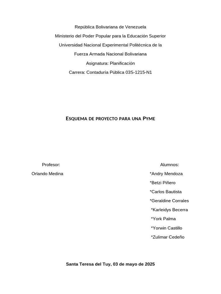 Esquema de Un Proyecto PLANIFICACION | PDF | Marketing | Economias