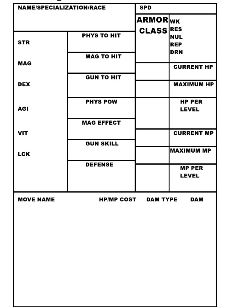 Smt Character Sheet Base | PDF