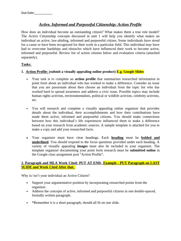 1.a. Action Profile Assignment | PDF | Citizenship