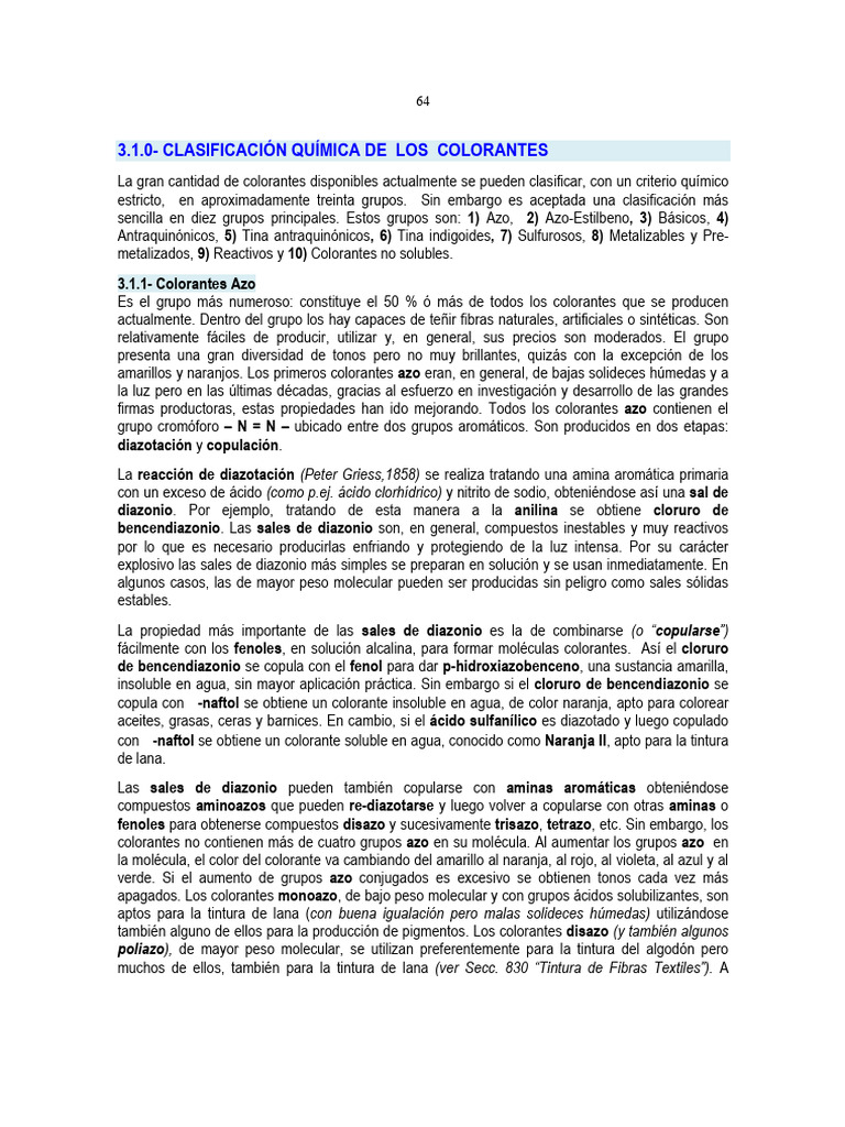 Clasificación De Colorantes Azo Pdf Pigmento Sal Química