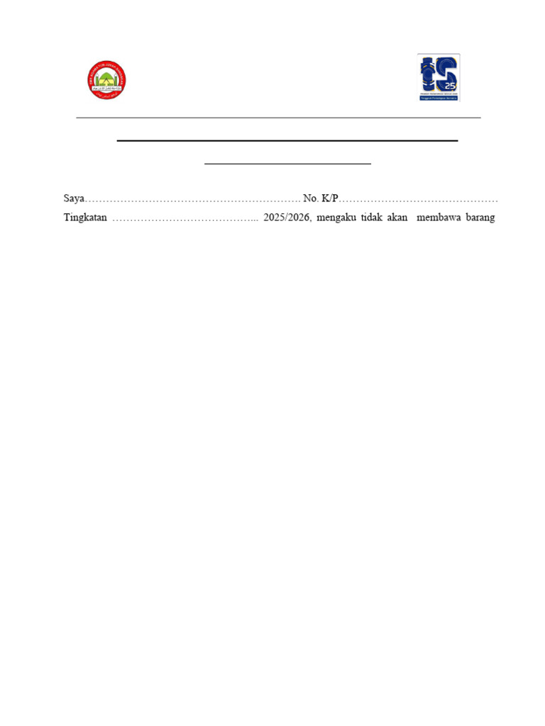 Borang Akuan Larangan Membawa Barang Terlarang | PDF