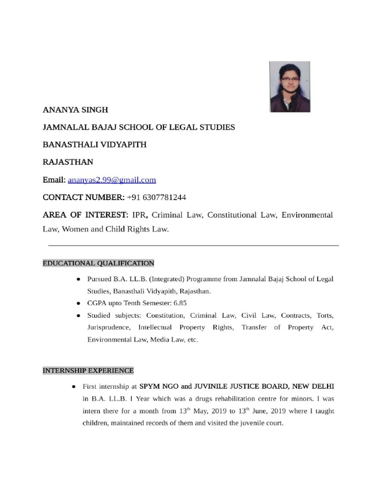 Ananya CV | PDF