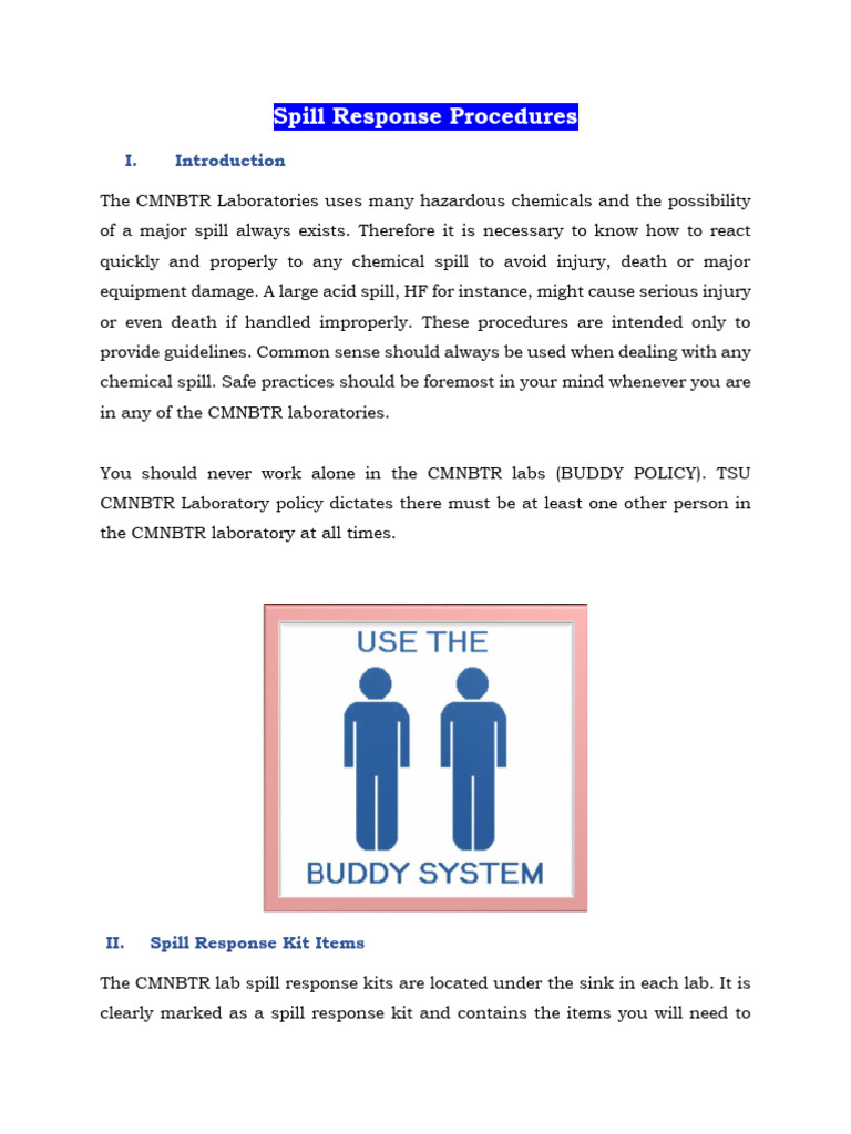 Spill Response Procedures | PDF | Chemical Compounds | Materials