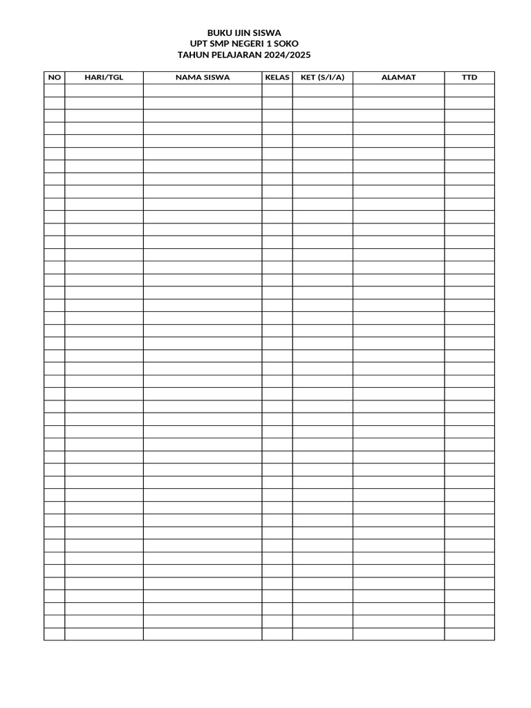 Buku Ijin Siswa | PDF