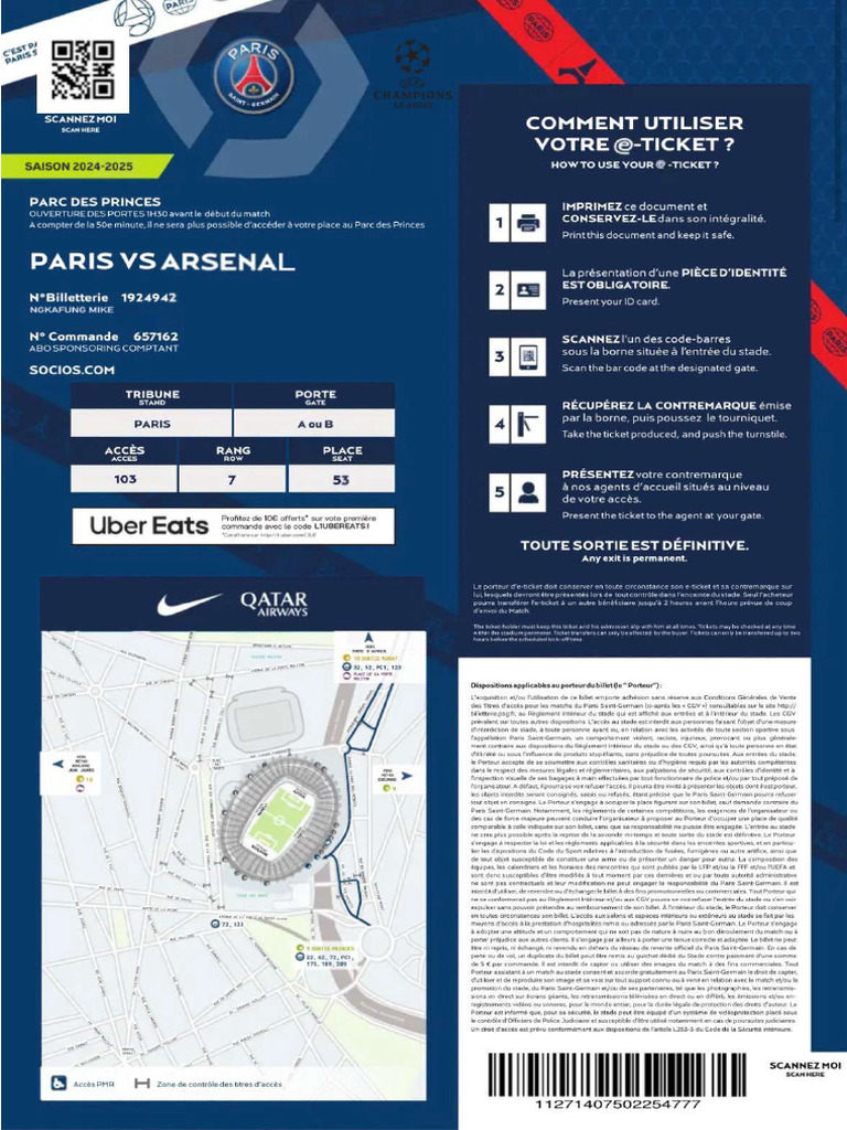 E-Ticket PSG Arsenal 20250507 NgkafunMike PDF | PDF