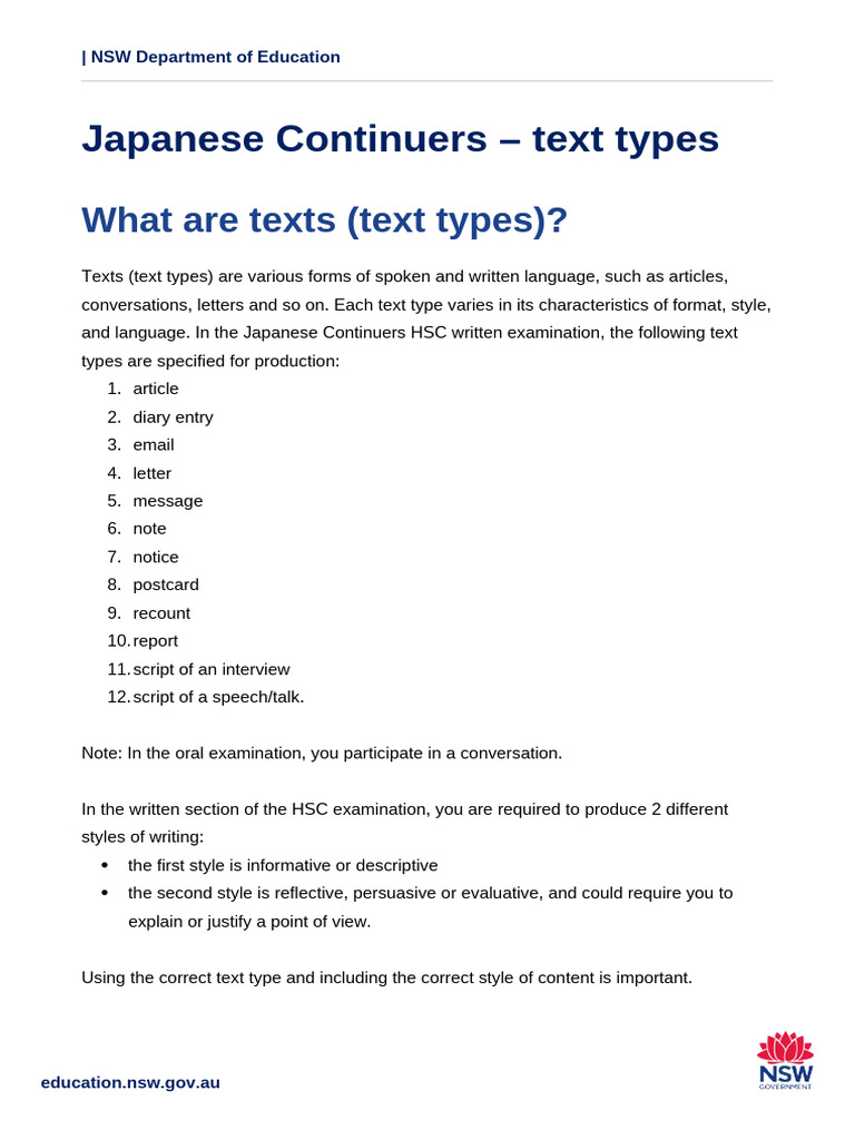 Japanese Continuers Exam Text Types | PDF | Question | Japanese Language