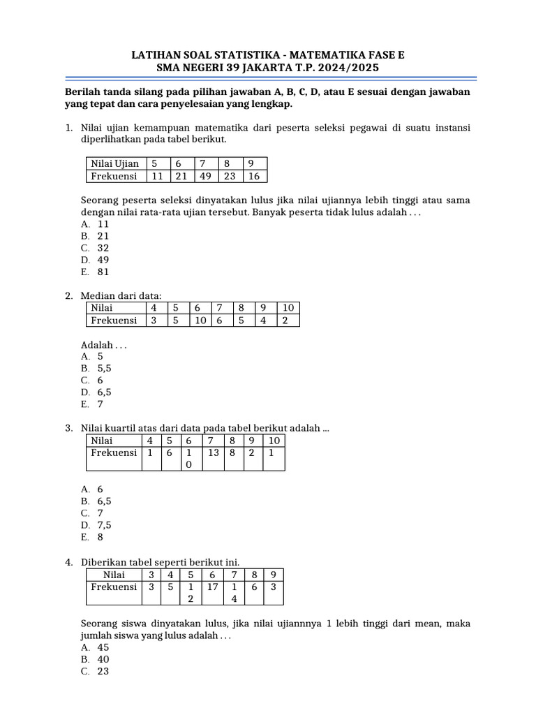 Latihan Soal Statistika | PDF