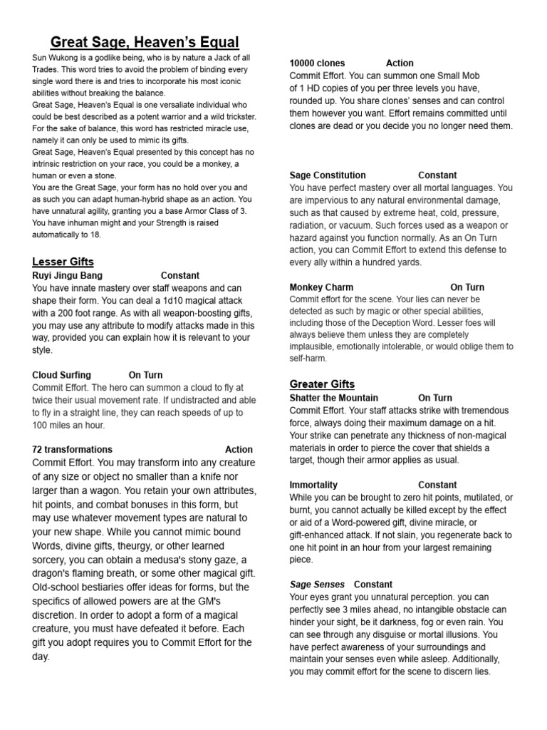 Great Sage, Heaven's Equal Abilities | PDF