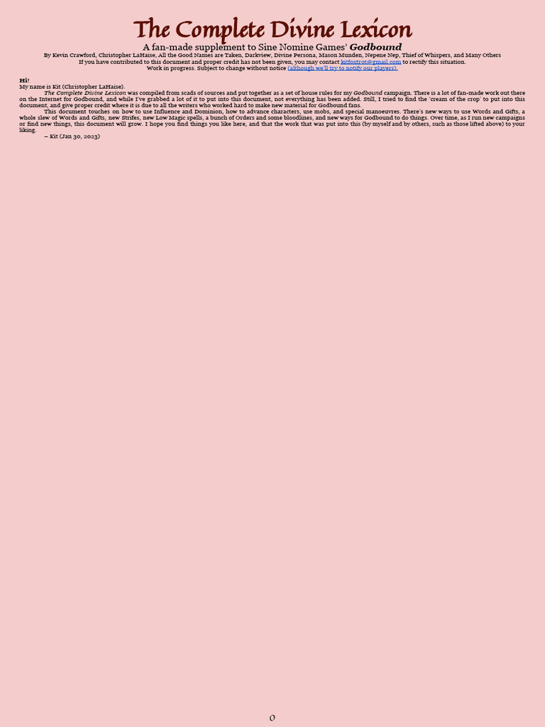 Godbound - The Complete Divine Lexicon | PDF