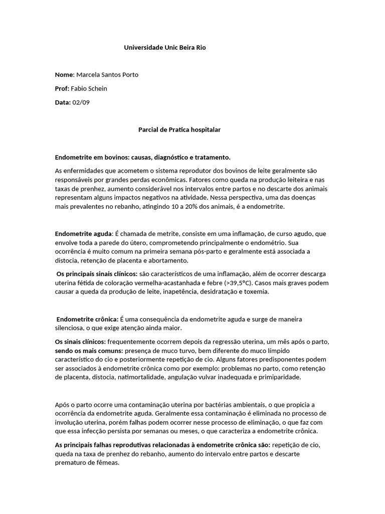 Endometrite e Metrite em Bovinos: Causas e Tratamento | PDF | Gado ...