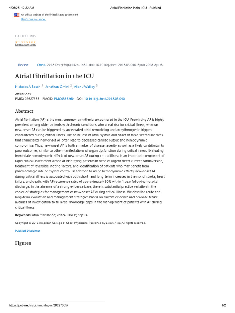 Atrial Fibrillation in The ICU - PubMed | PDF | Intensive Care Medicine | Cardiovascular System