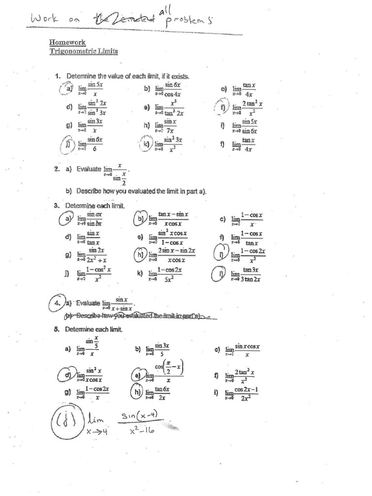Trig Limits WS | PDF