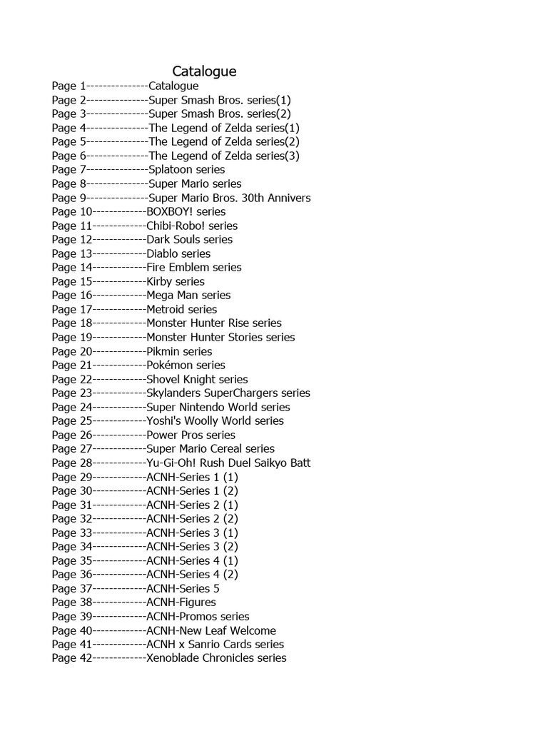 Video Game Series Amiibo Catalogue | PDF | The Legend Of Zelda | Mario