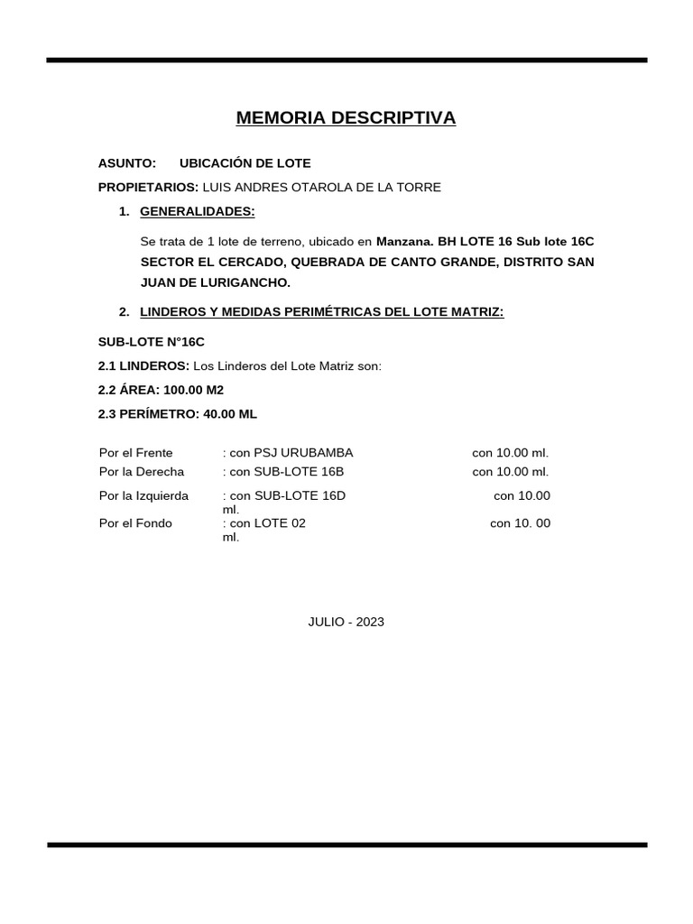 MDMZ Bc3 Sublote 2a Lomas | PDF