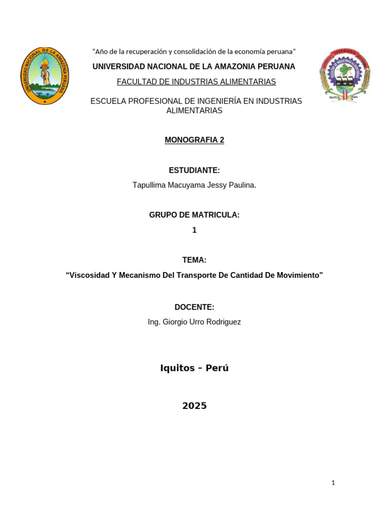 MONOGRAFIA FENOMENOS 2 | PDF | Viscosidad | Gases