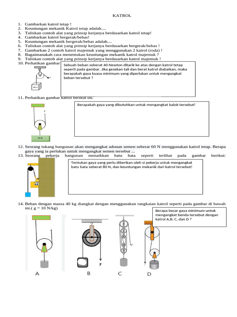 Gaya dan Keuntungan Mekanik Katrol | PDF