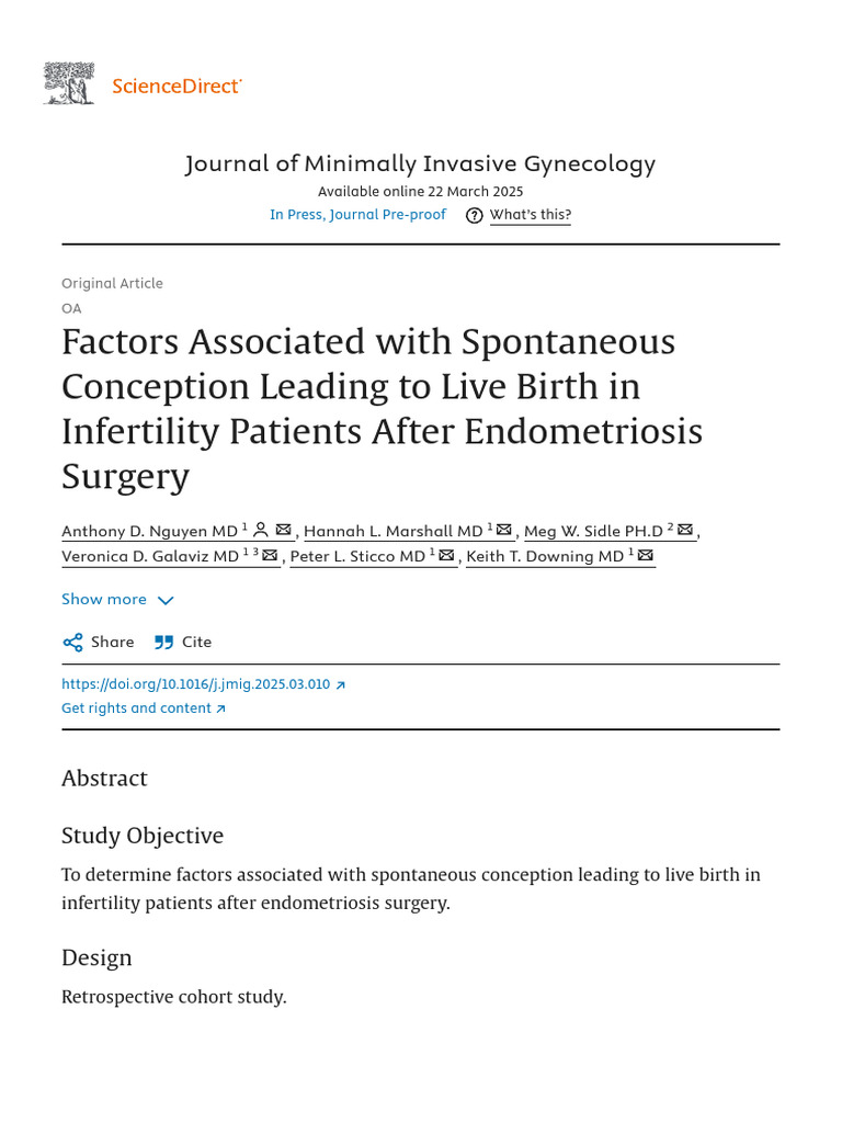 Factors Associated With Spontaneous Conception Leading To Live Birth in ...