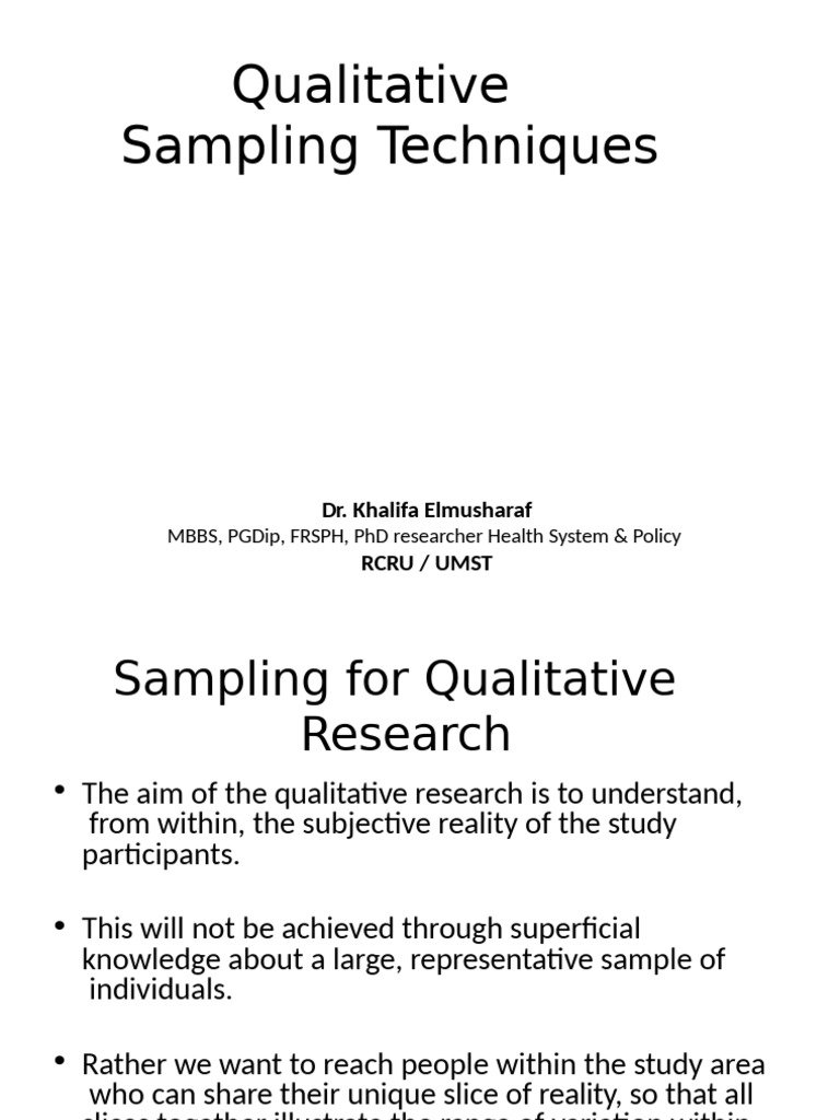 Qualitative Sampling Technique odule | PDF | Sampling (Statistics ...