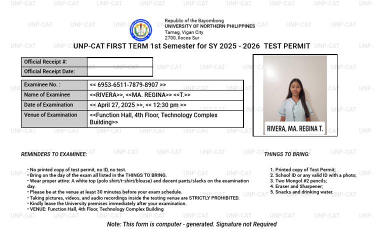 UNP-CAT Exam Permit Guidelines | PDF | Clothing