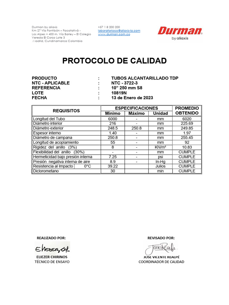 Protocolo de Calidad | PDF