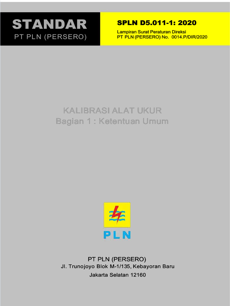 PDF SPLN d5011 1 2020 Kalibrasi Alat Ukur - Compress | PDF