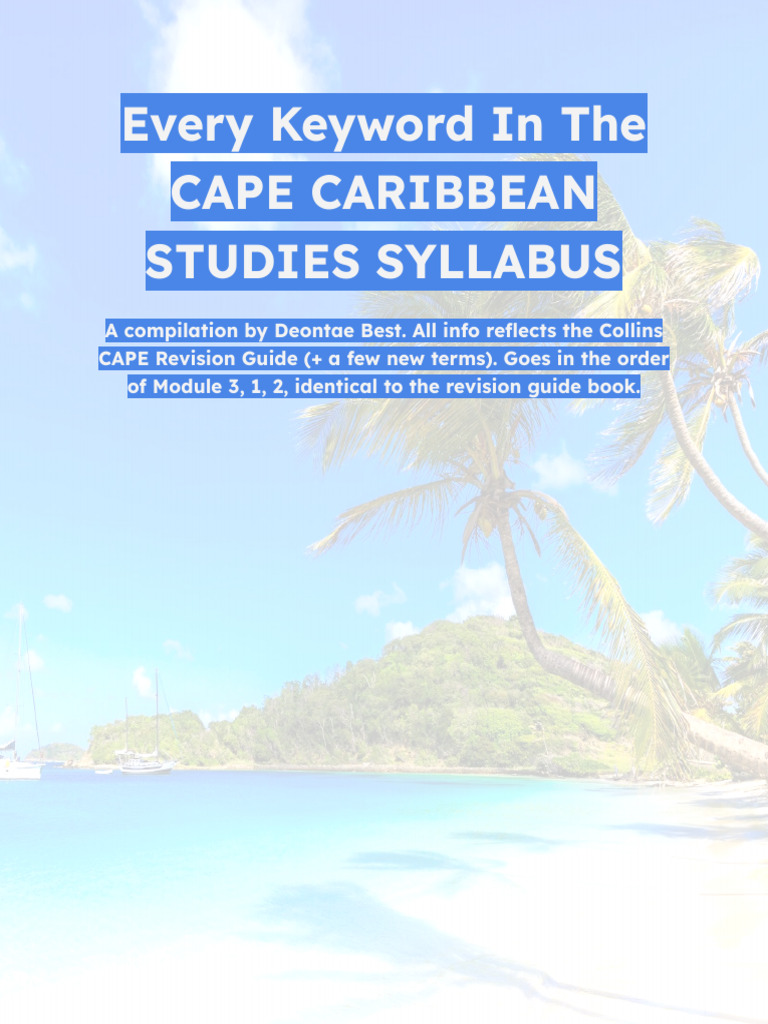 Every Keyword in The Cape Caribbean Studies Syllabus | PDF | Sampling ...