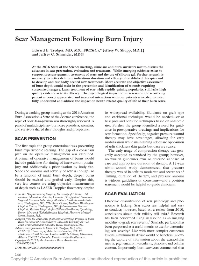 Scar Management Strategies for Burns | PDF | Scar | Burn