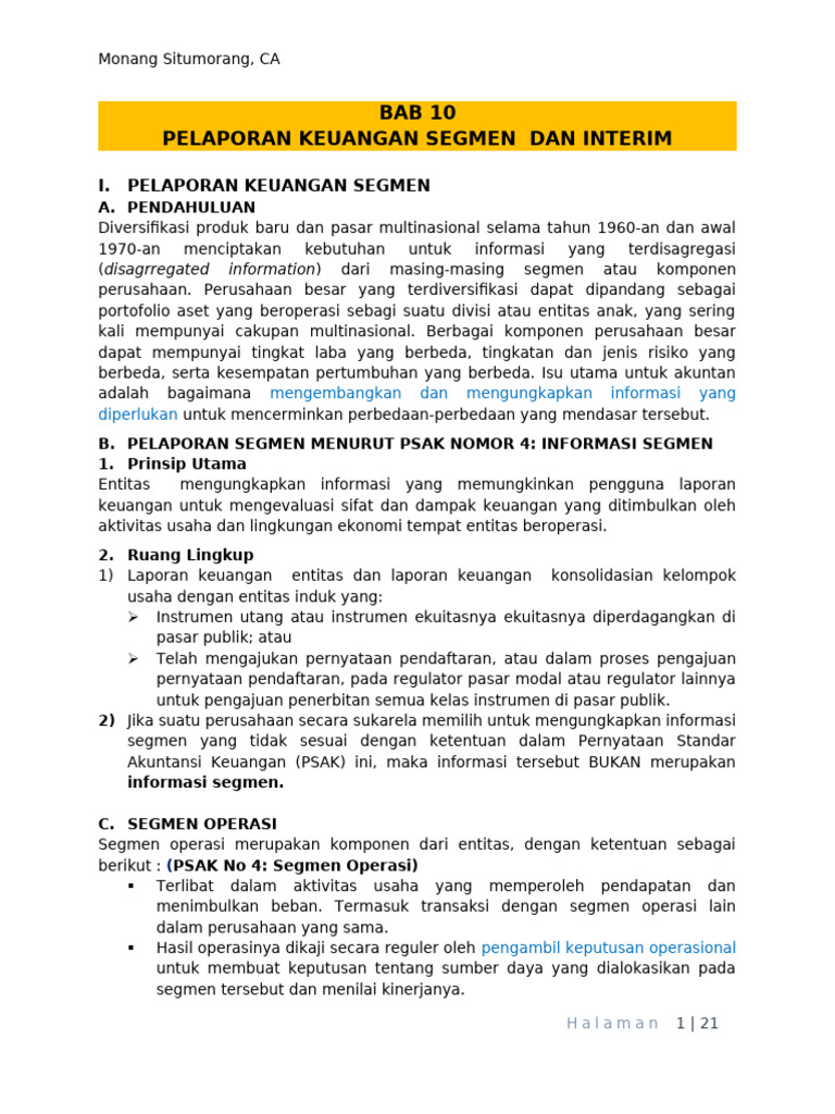 Pelaporan Keuangan Segmen Interim | PDF