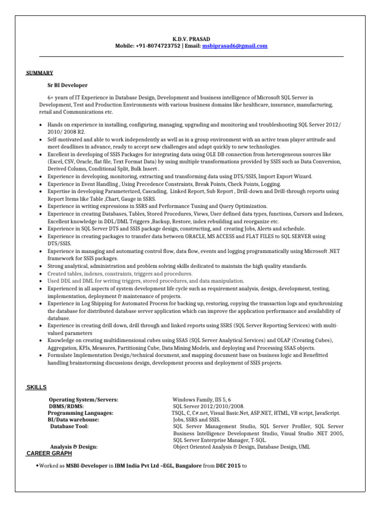 Msbi Ssis SSRS SQL Kdvprasad 6 2 | PDF | Microsoft Sql Server | Databases