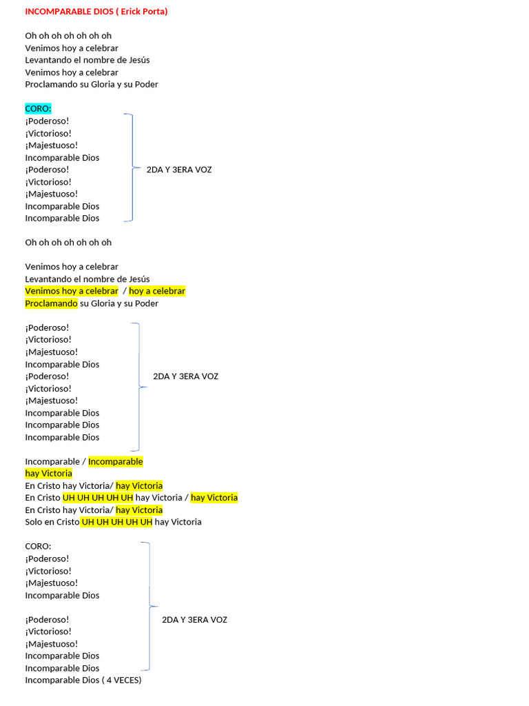 Incomparable Dios | PDF