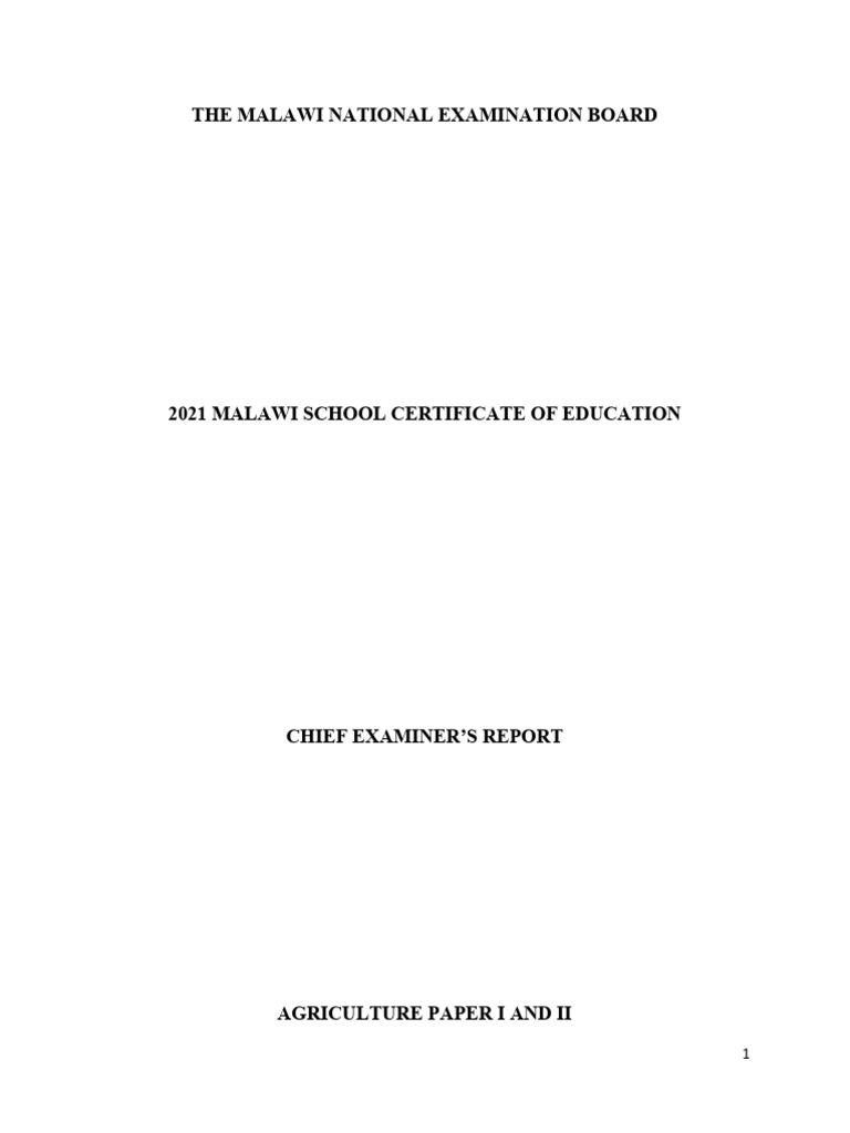 2021 Malawi MSCE Agriculture Report | PDF | Biogas | Digestion