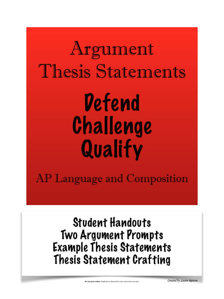 AP Lang Argument Thesis Guide | PDF | Argument | Linguistics