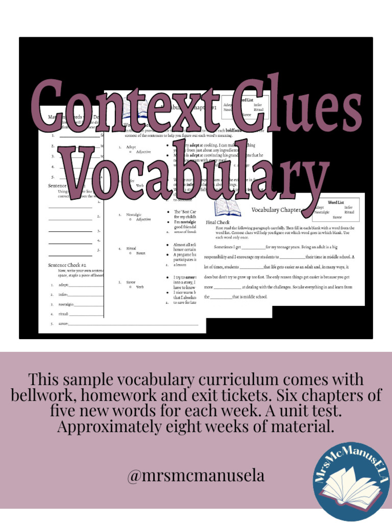 context-clues-vocabulary-freebie | PDF | Vocabulary | Adolescence
