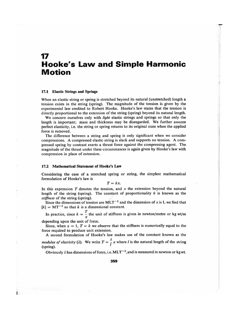 17-Hooke's Law and Simple Harmonic Motion | PDF