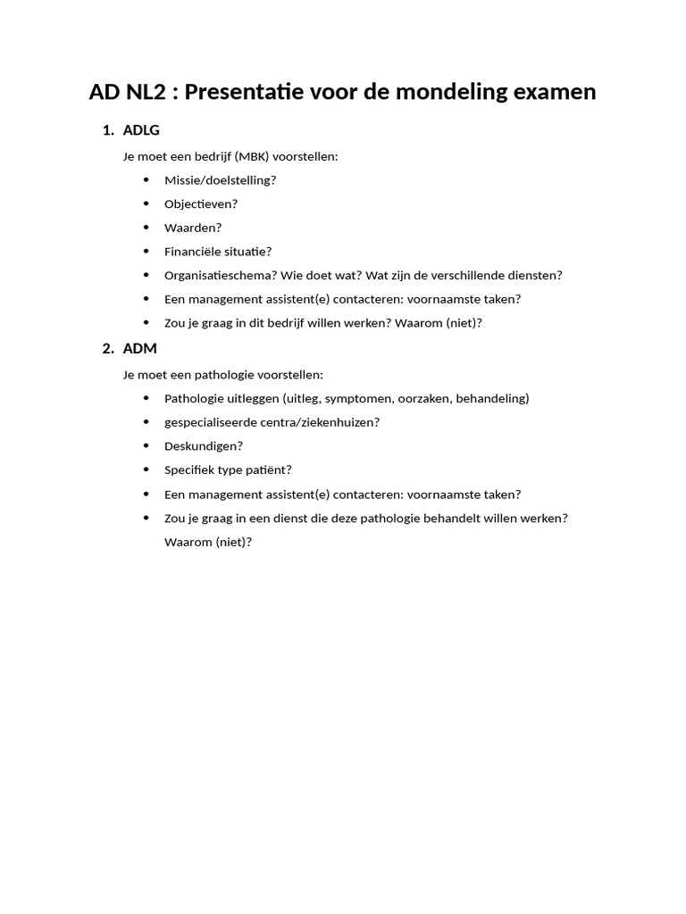 AD NL2 Presentatie Mondeling Examen | PDF