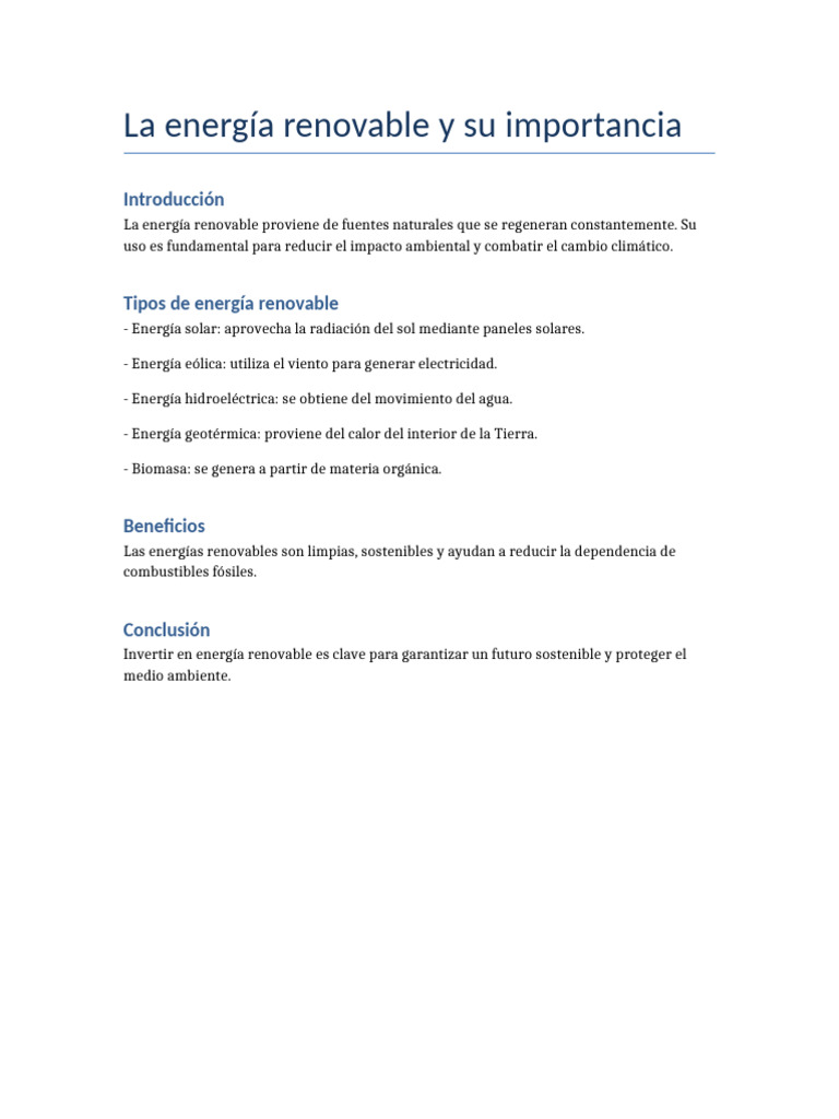 Importancia de la Energía Renovable | PDF