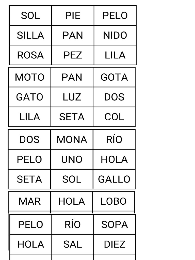 Bingo de Palabras | PDF