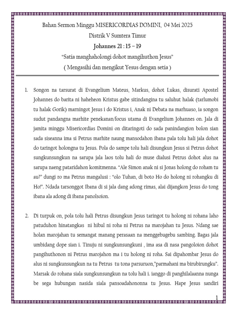 Bahan Sermon Jamita 4 Mei 2025 | PDF