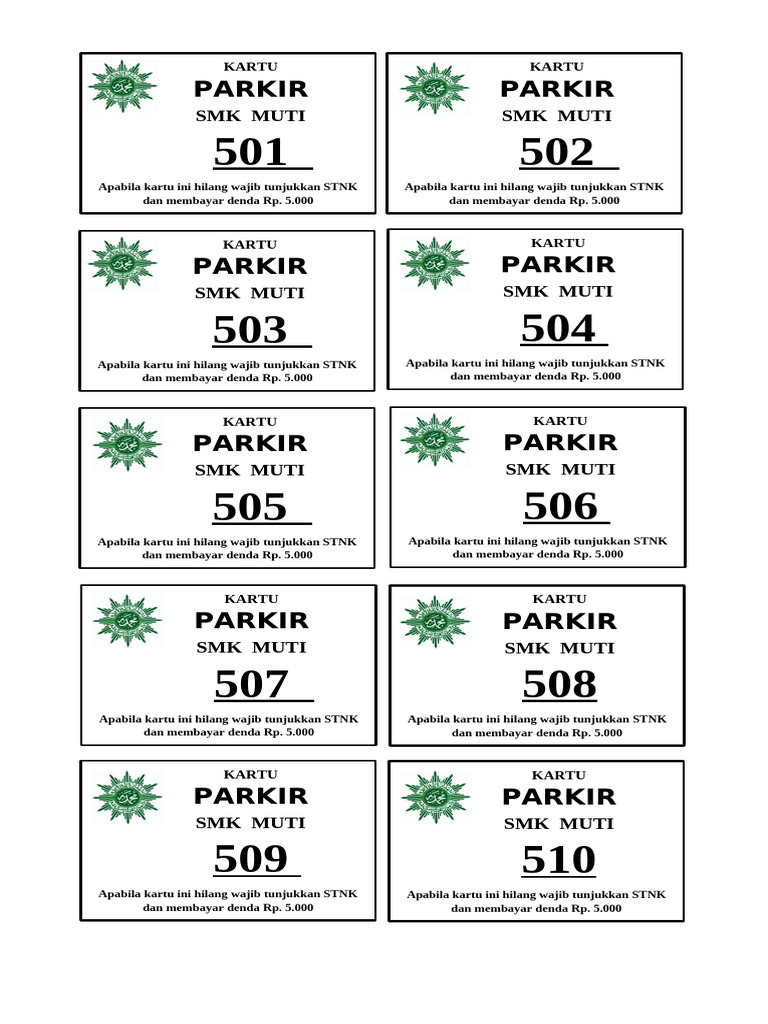 KARTU PARKIR | PDF