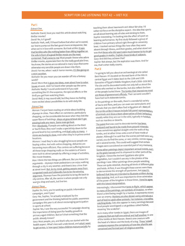 Script For CAE Listening Test 42 | PDF