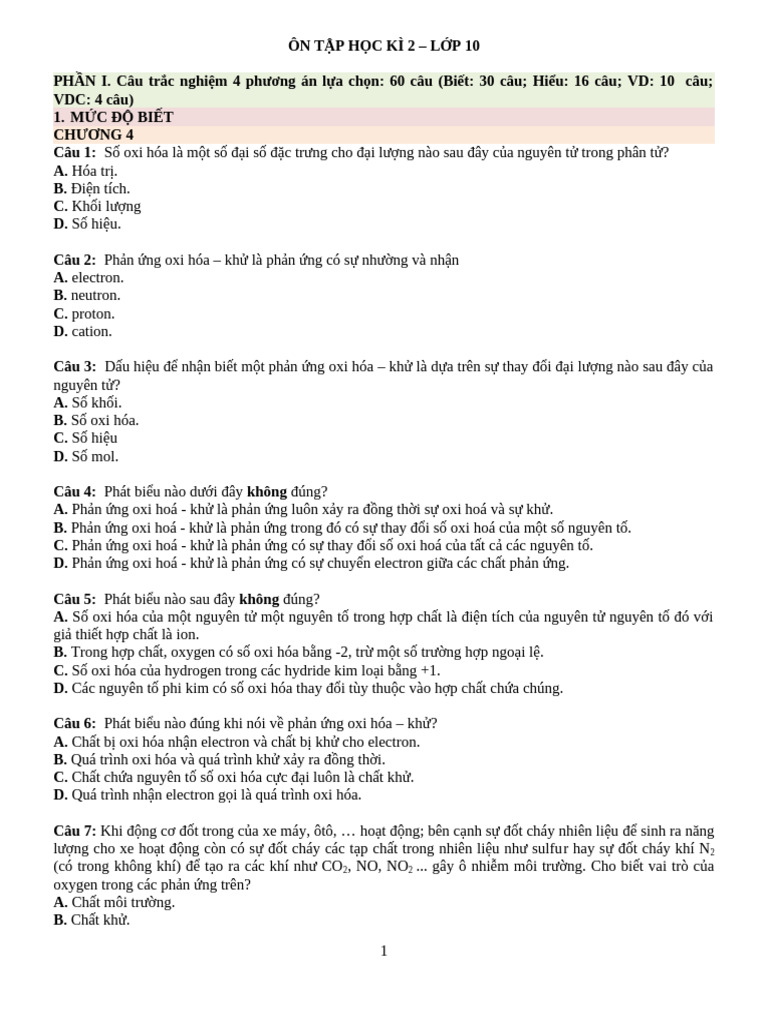 C13. On Tap Hoc Ki 2 Lop 10 Bo Sung | PDF