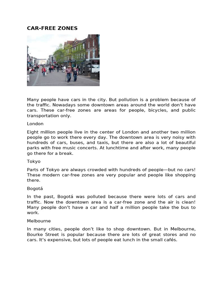 Benefits of Car-Free Zones | PDF