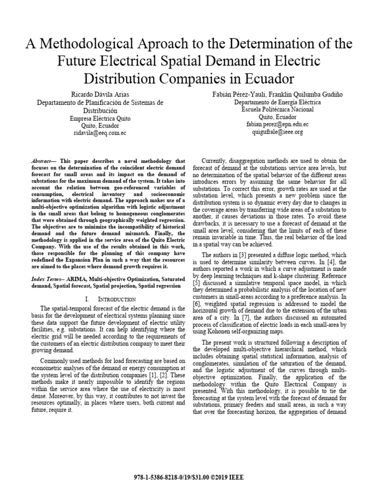A Methodological Aproach To The Determination of The Future Electrical ...
