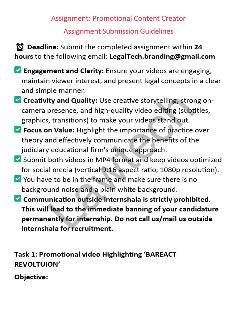 Content Creator Assignment | PDF | Video | Human Communication
